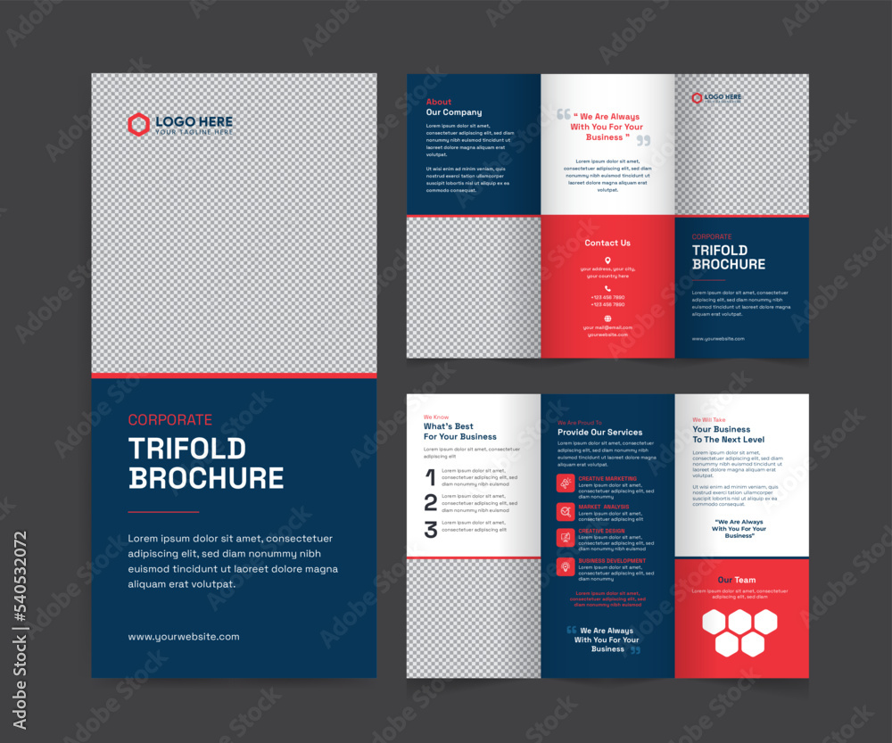 Corporate trifold brochure template. Modern, Creative, and Professional ...