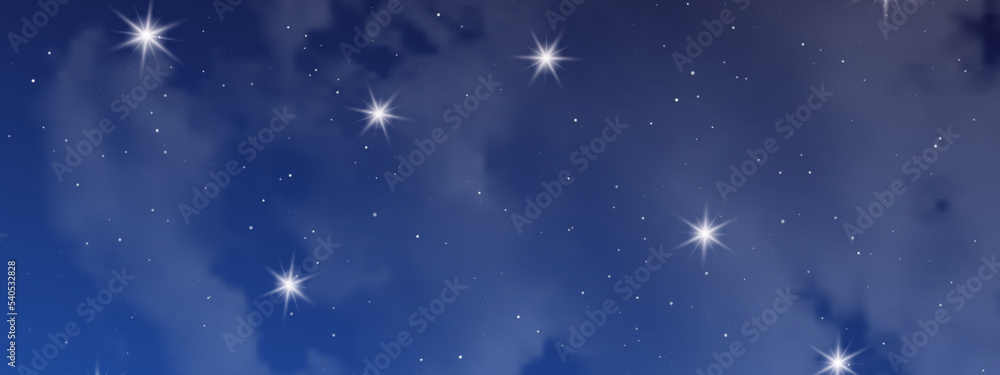 Night sky with clouds and many stars Stock Vector | Adobe Stock