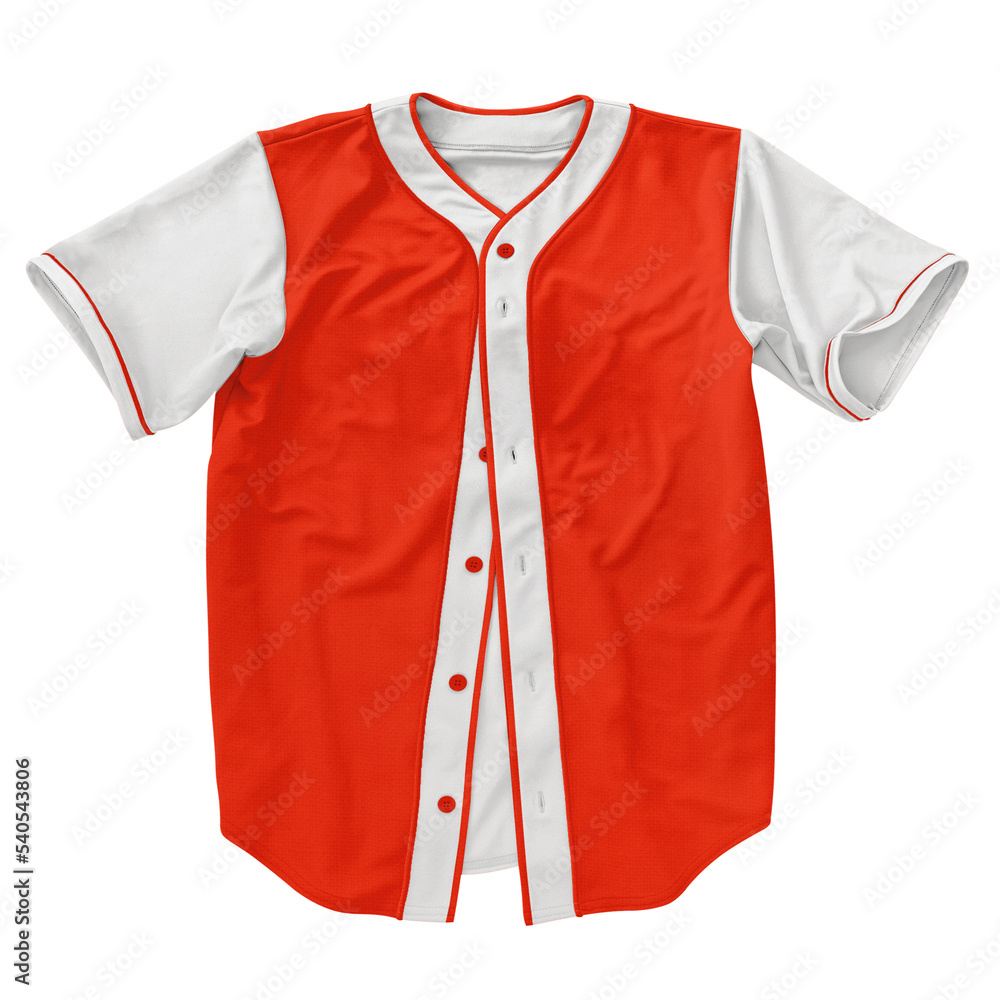 A modern Front View Popular Baseball Jersey Mockup In Fusion Red Color ...