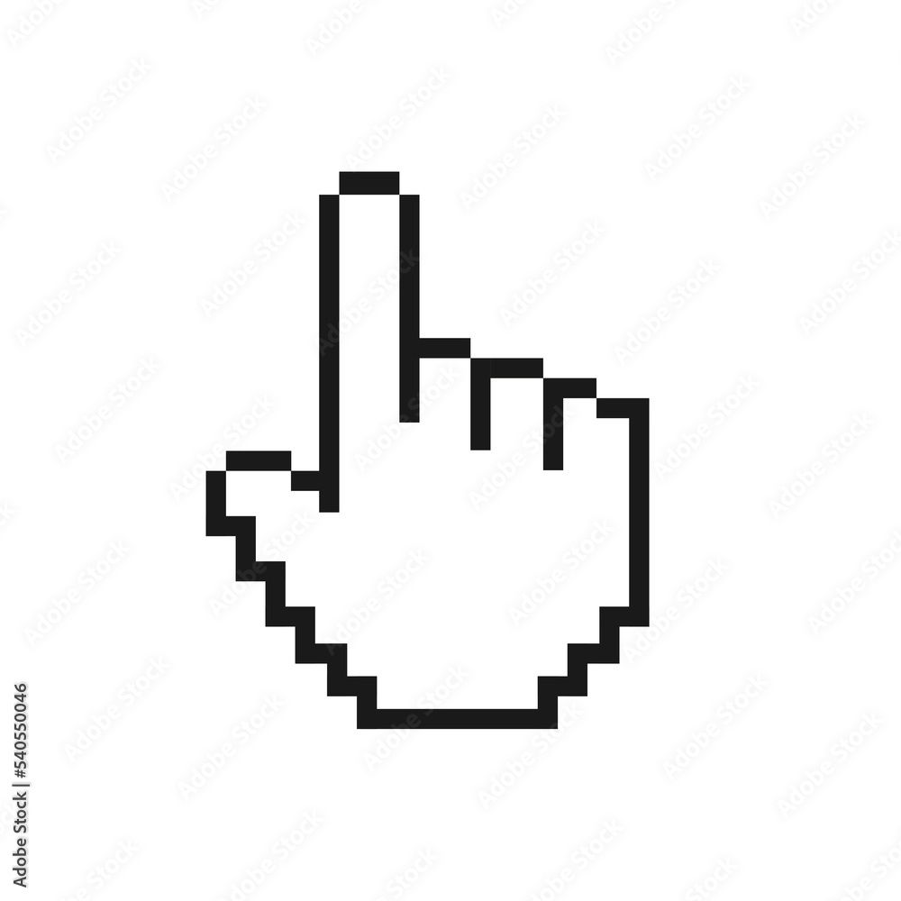 Pixel hand on a white background. Vector illustration Stock ...