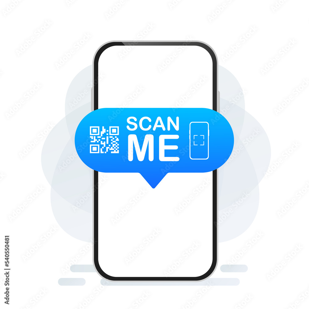 QR code for smartphone. Caption scan me with smartphone icon. QR code ...