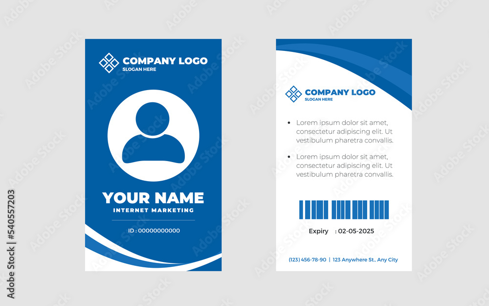 Modern and creative corporate company employee id card template. blue ...