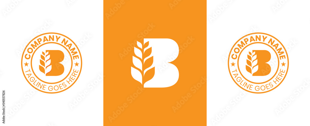 Initial Letter B Wheat Logo Concept symbol sign icon Element Design ...