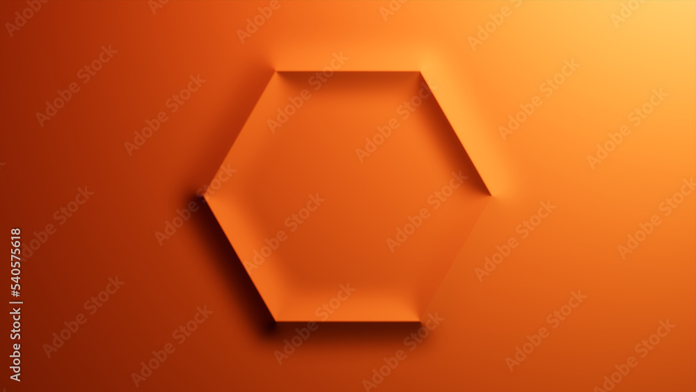 Minimalist Background with Embossed 3D Shape. Orange Gradient Surface ...