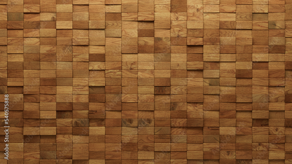 Wood, Rectangular Mosaic Tiles arranged in the shape of a wall. Soft ...
