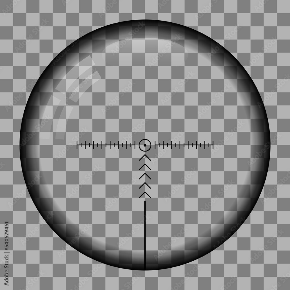 realistic sniper sight with measurement and glass effect isolated on ...