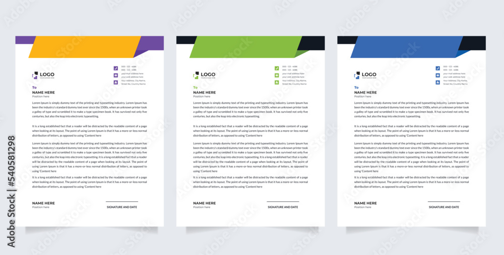 Simple creative modern letterhead templates for your project design ...