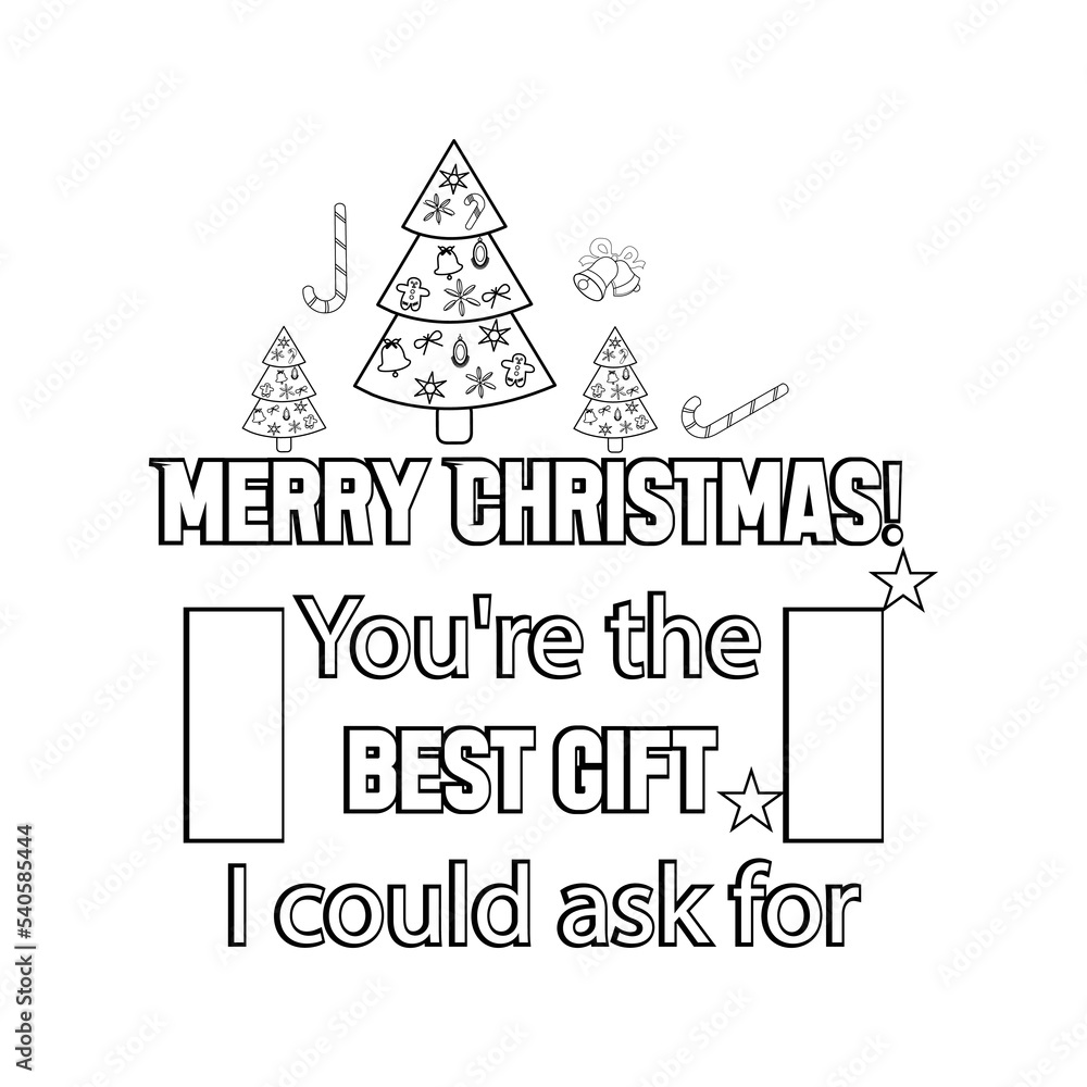 Merry Christmas Coloring page. Christmas line art coloring page design ...