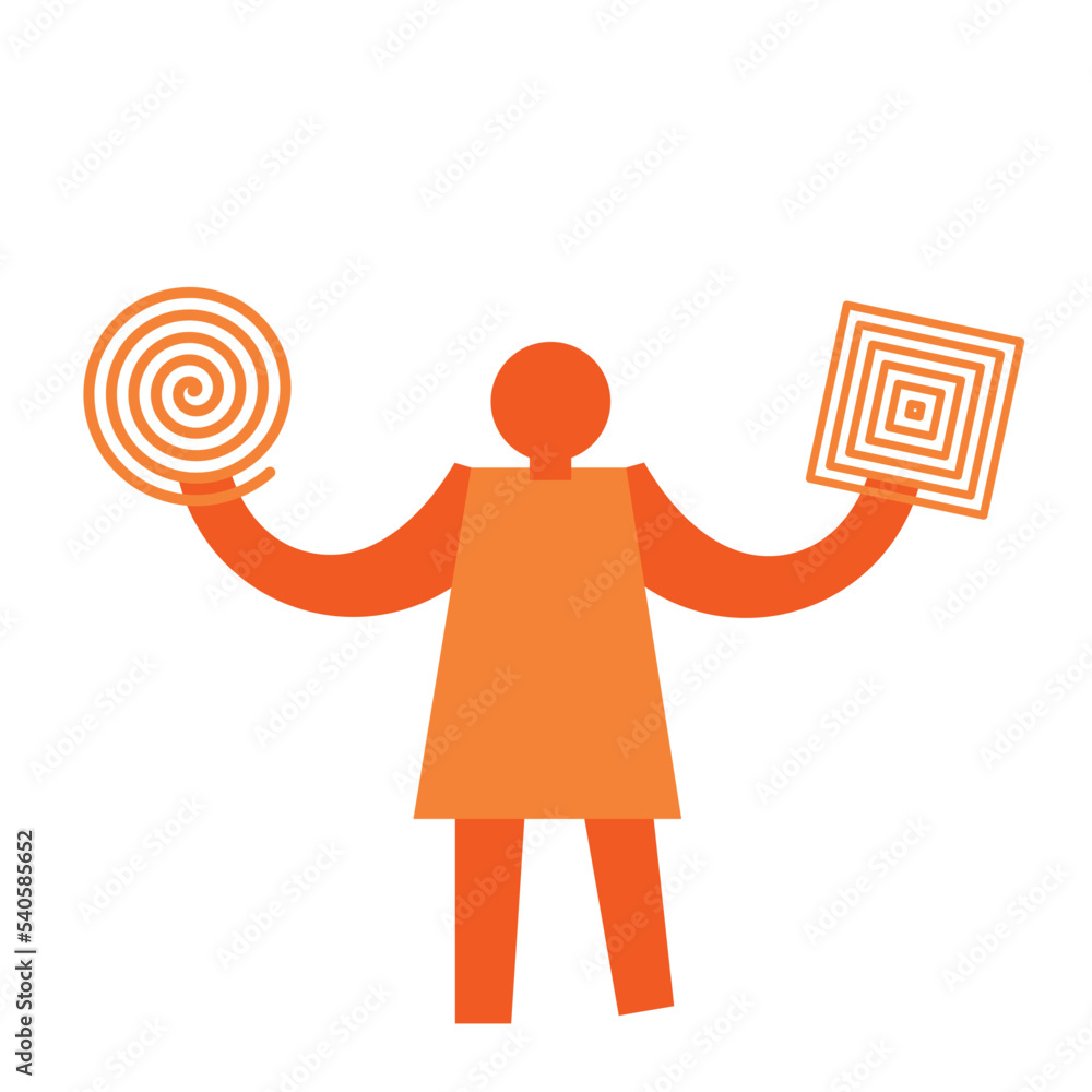 choose one , a person holding 2 targets of different shapes Stock ...