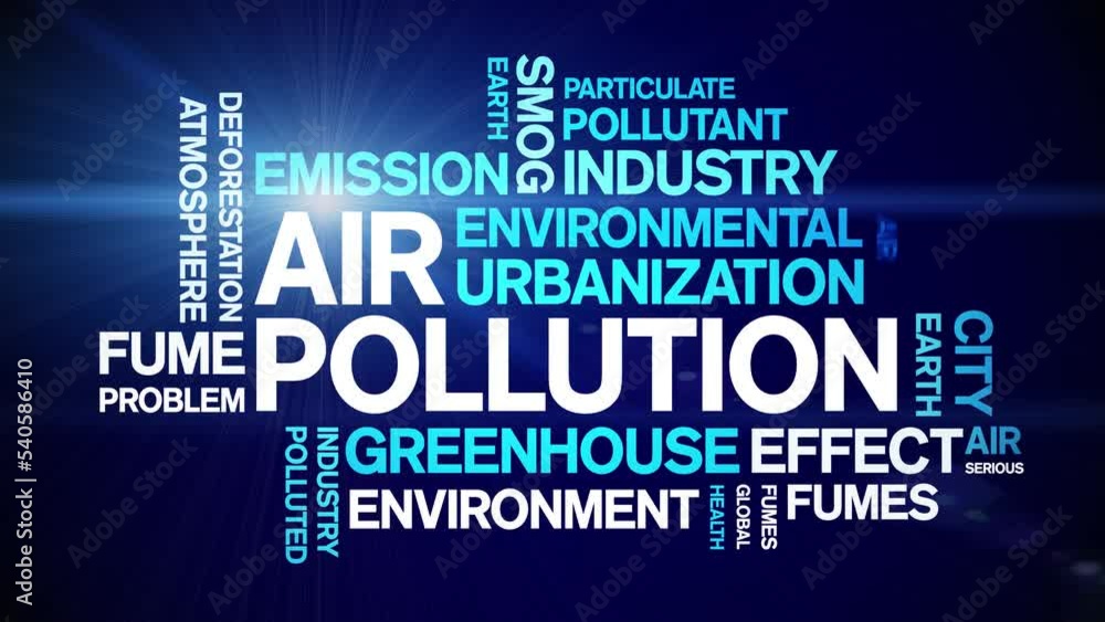 Air Pollution animated tag word cloud;text design animation kinetic ...