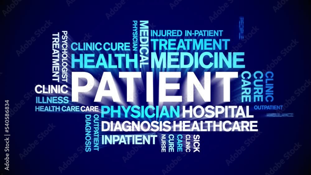 Patient animated tag word cloud;text design animation kinetic ...