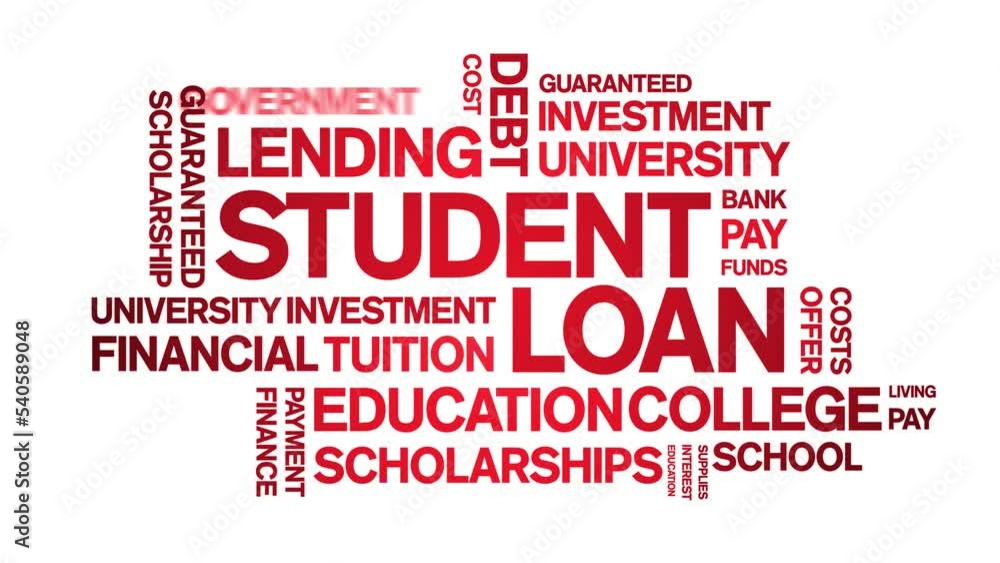 Student Loan animated tag word cloud;text design animation kinetic ...