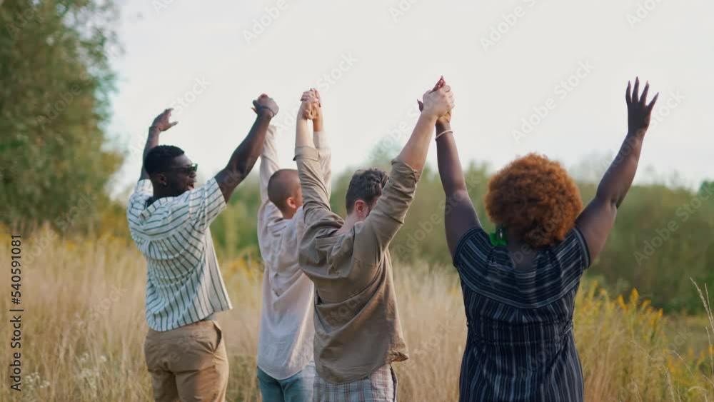 No to racism. Equality among people. Group of black and white people ...