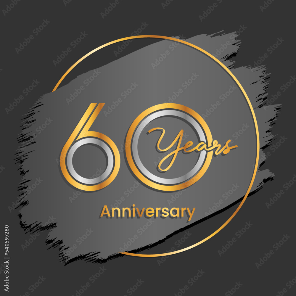 60th Anniversary. Anniversary logo design with gold and silver text ...