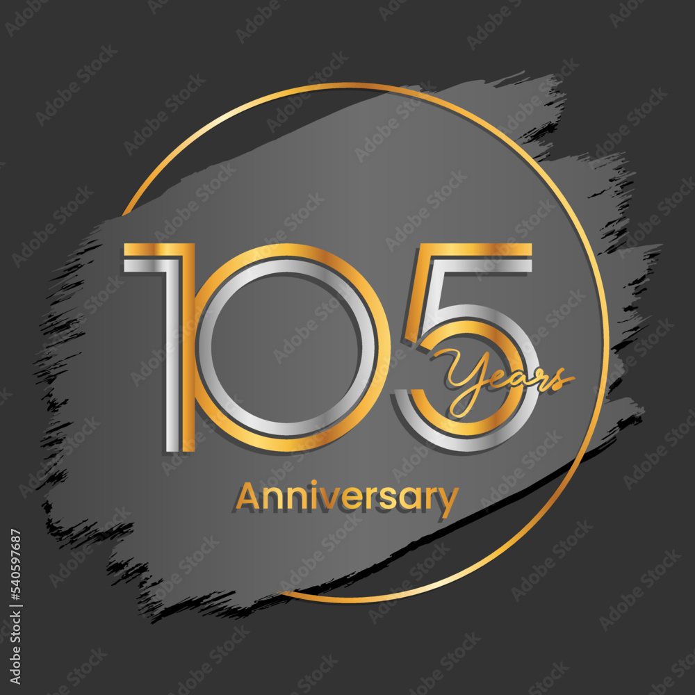 105th Anniversary. Anniversary logo design with gold and silver text ...
