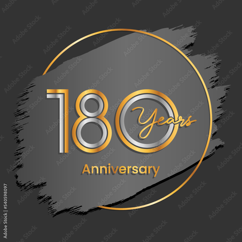 180th Anniversary. Anniversary logo design with gold and silver text ...