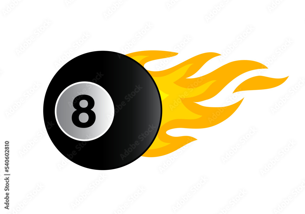 8 ball flame 3d art illustration vector symbol icon badge design Stock ...