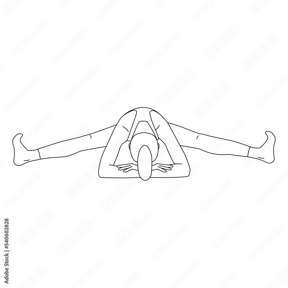 Line art of woman doing middle splits stretching pose vector. Woman ...