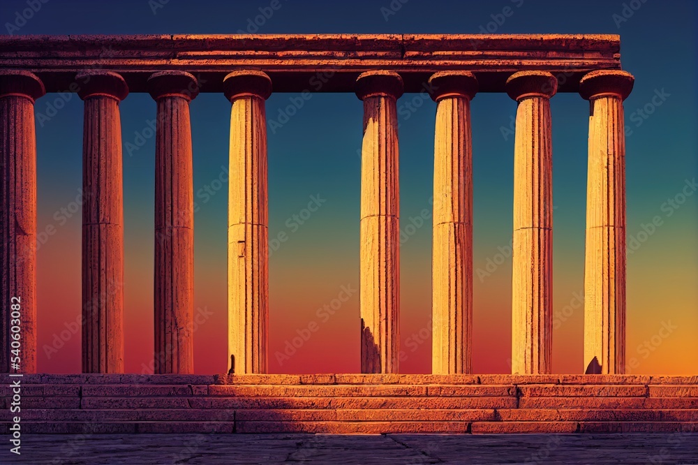 3d render illustration of fantasy ancient greek temple with stone ...
