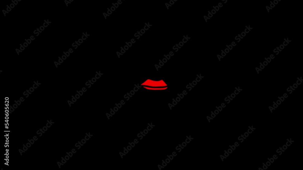 Hand-drawn animation of female lips with kiss on black background.4K ...