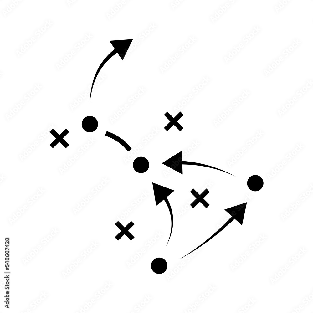 soccer tactics icon, game success strategy in football, scheme play ...