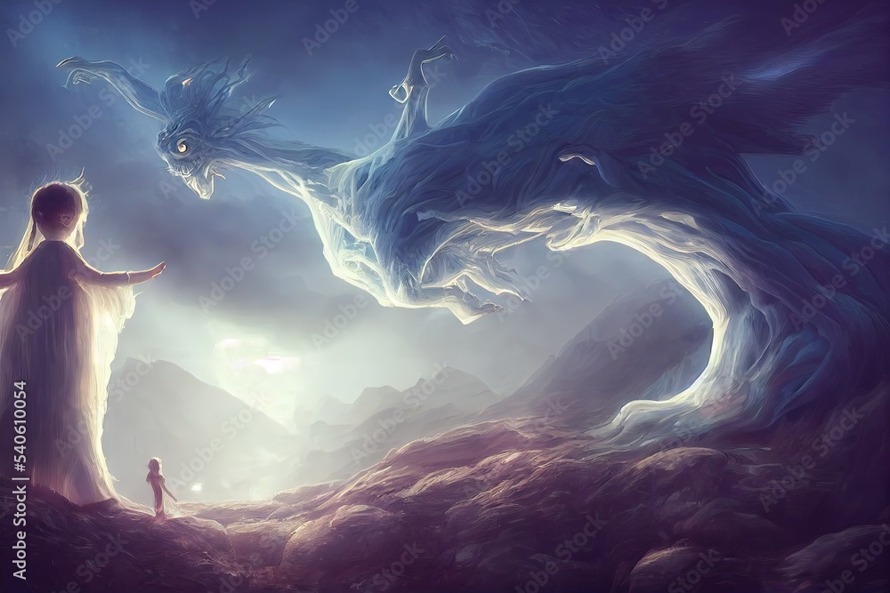 Fantasy concept showing A giant ghost emerged from another dimension ...