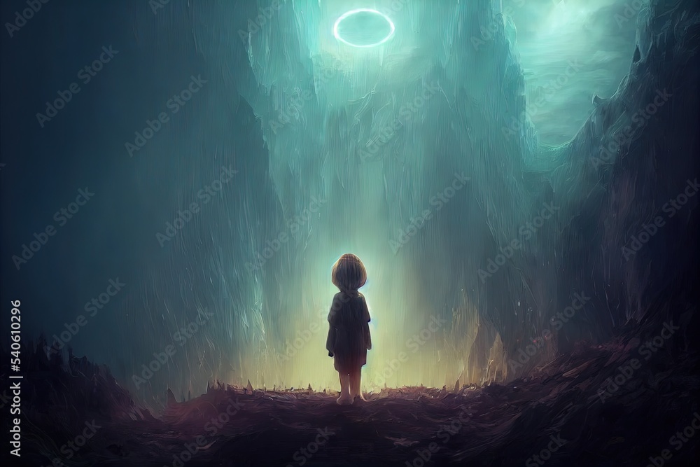 Fantasy concept showing A giant ghost emerged from another dimension ...