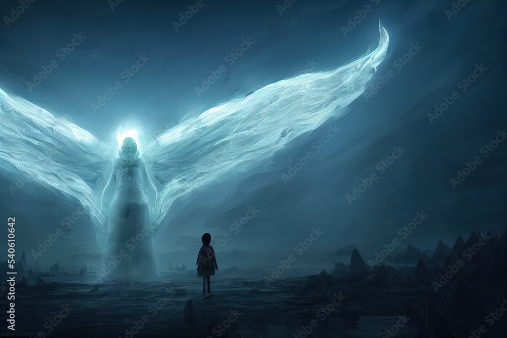 Fantasy concept showing A giant ghost emerged from another dimension ...