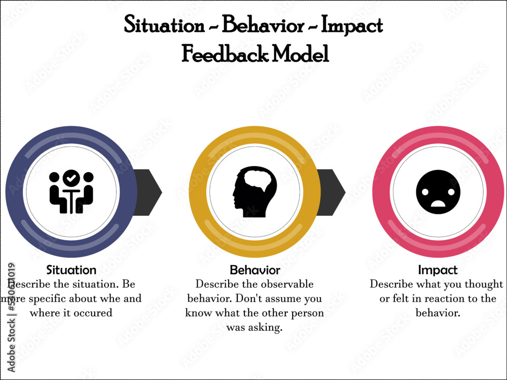 Situation, Behavior, Impact Feedback Model with icons and description ...