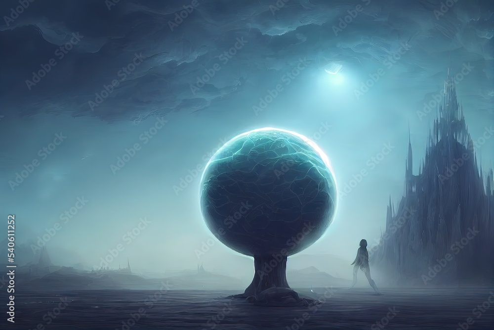 Fantasy concept showing A giant ghost emerged from another dimension ...