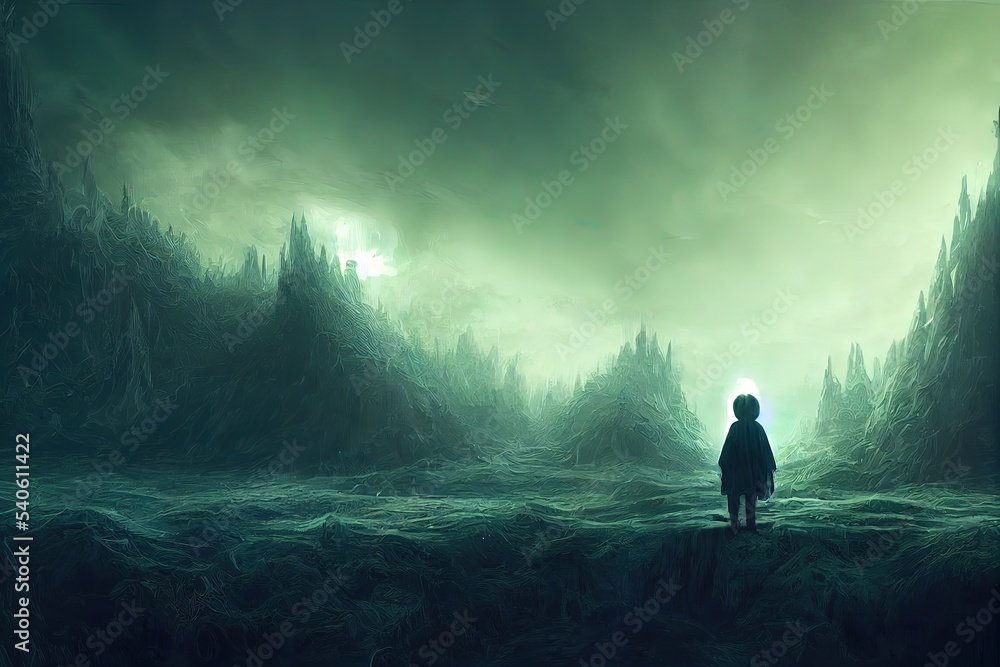 Fantasy concept showing A giant ghost emerged from another dimension ...