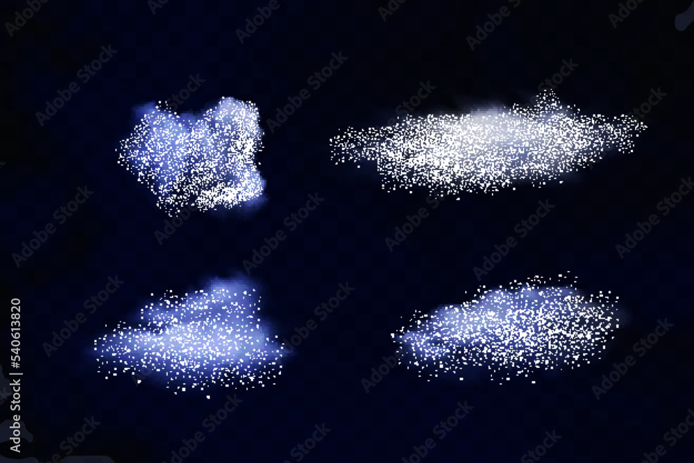 Falling sugar salt white dust set of isolated realistic images of white ...