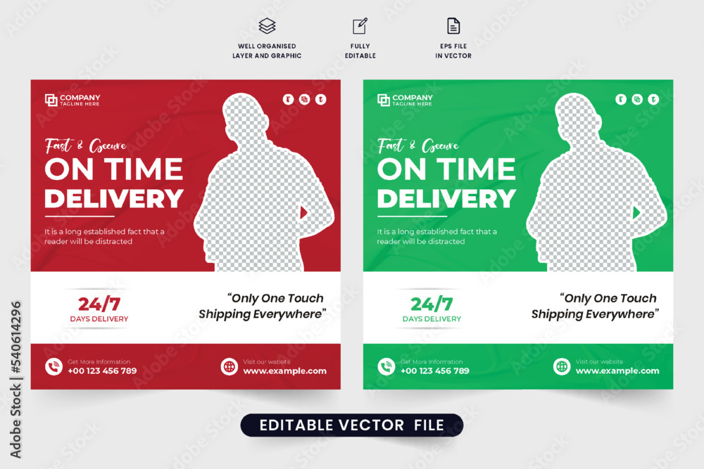 Online shopping delivery service promotional web banner template vector ...