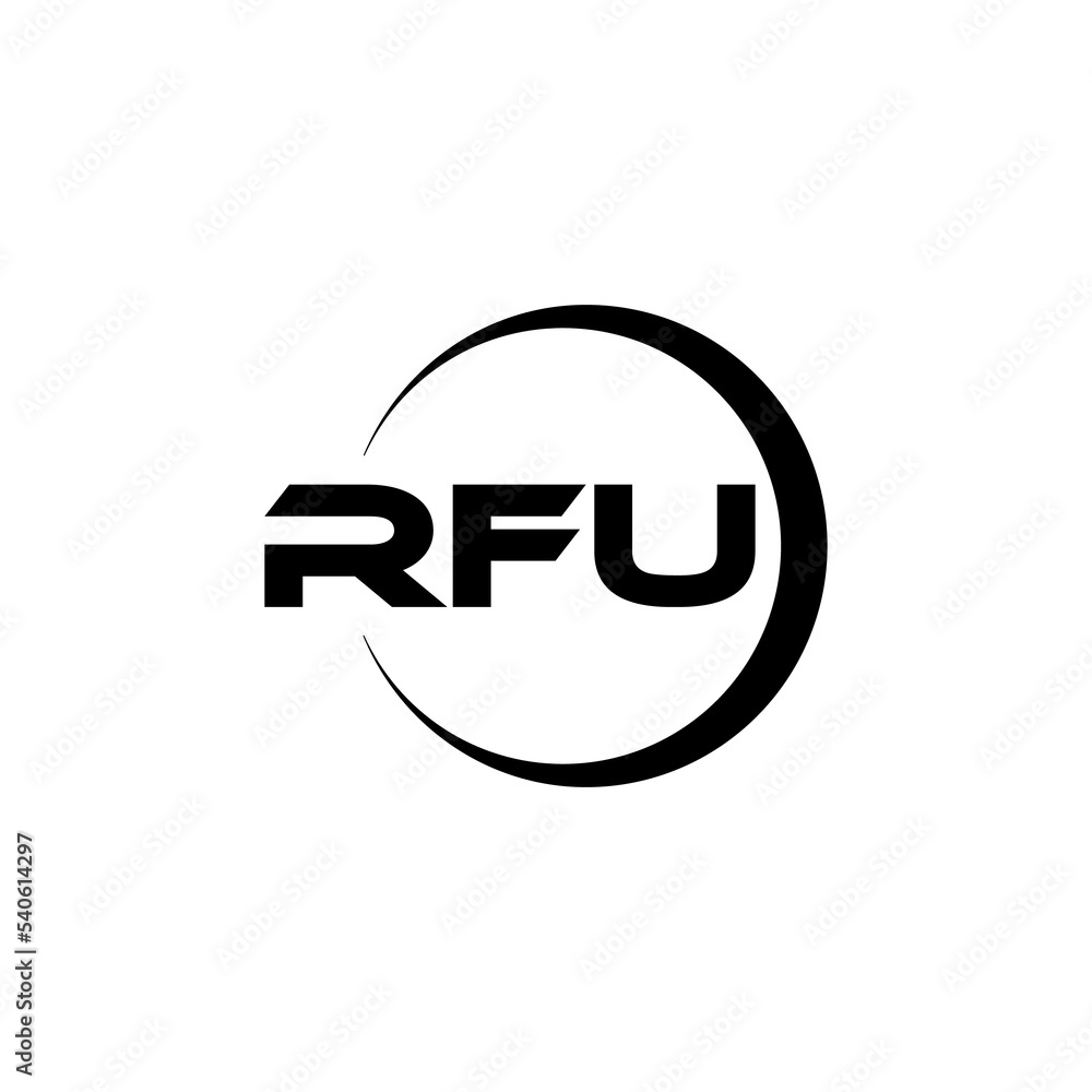 RFU letter logo design with white background in illustrator, cube logo ...