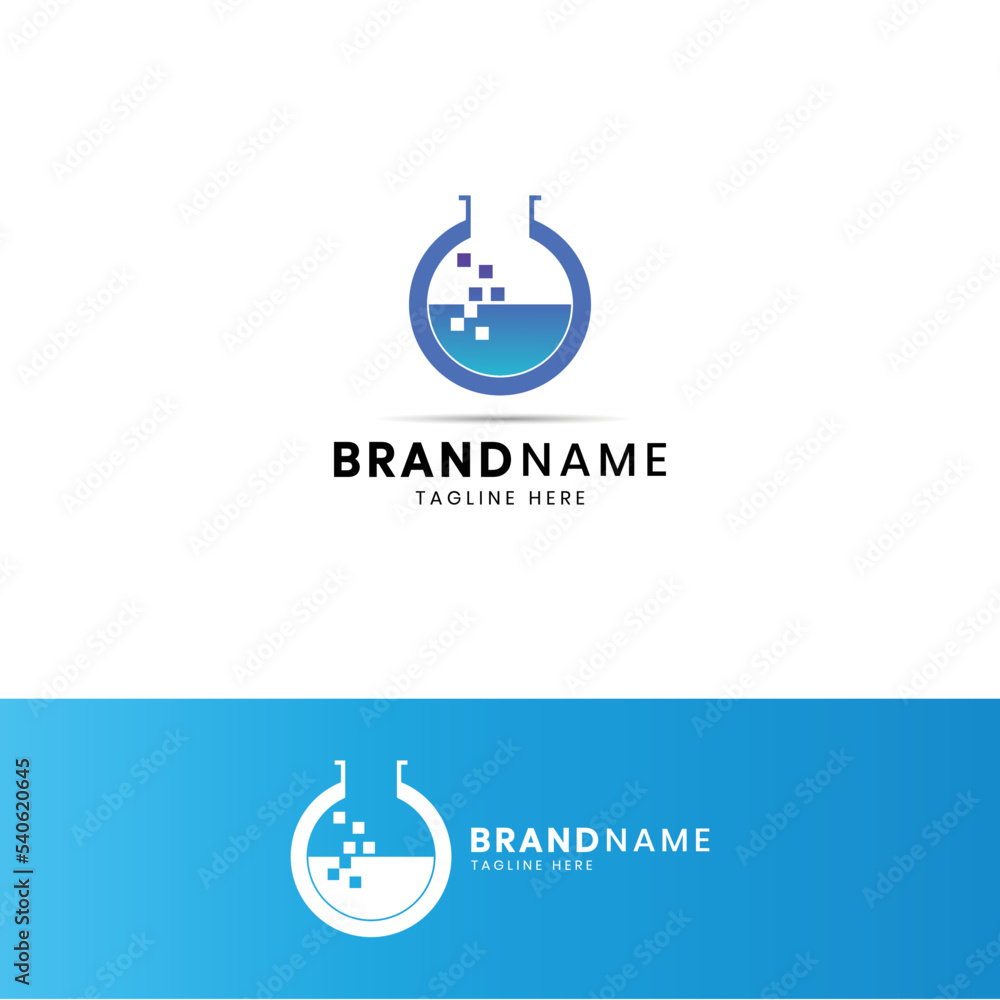 Lab Logo With Simple Shapes Like The Letter O And Blue Colors And ...