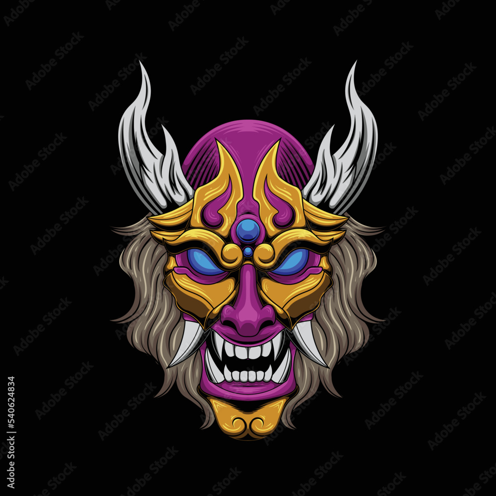 Vector illustration of oni mask Stock Vector | Adobe Stock