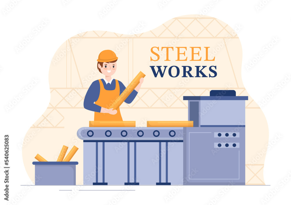 Steelworks with Resource Mining, Smelting of Metal in Big Foundry and ...
