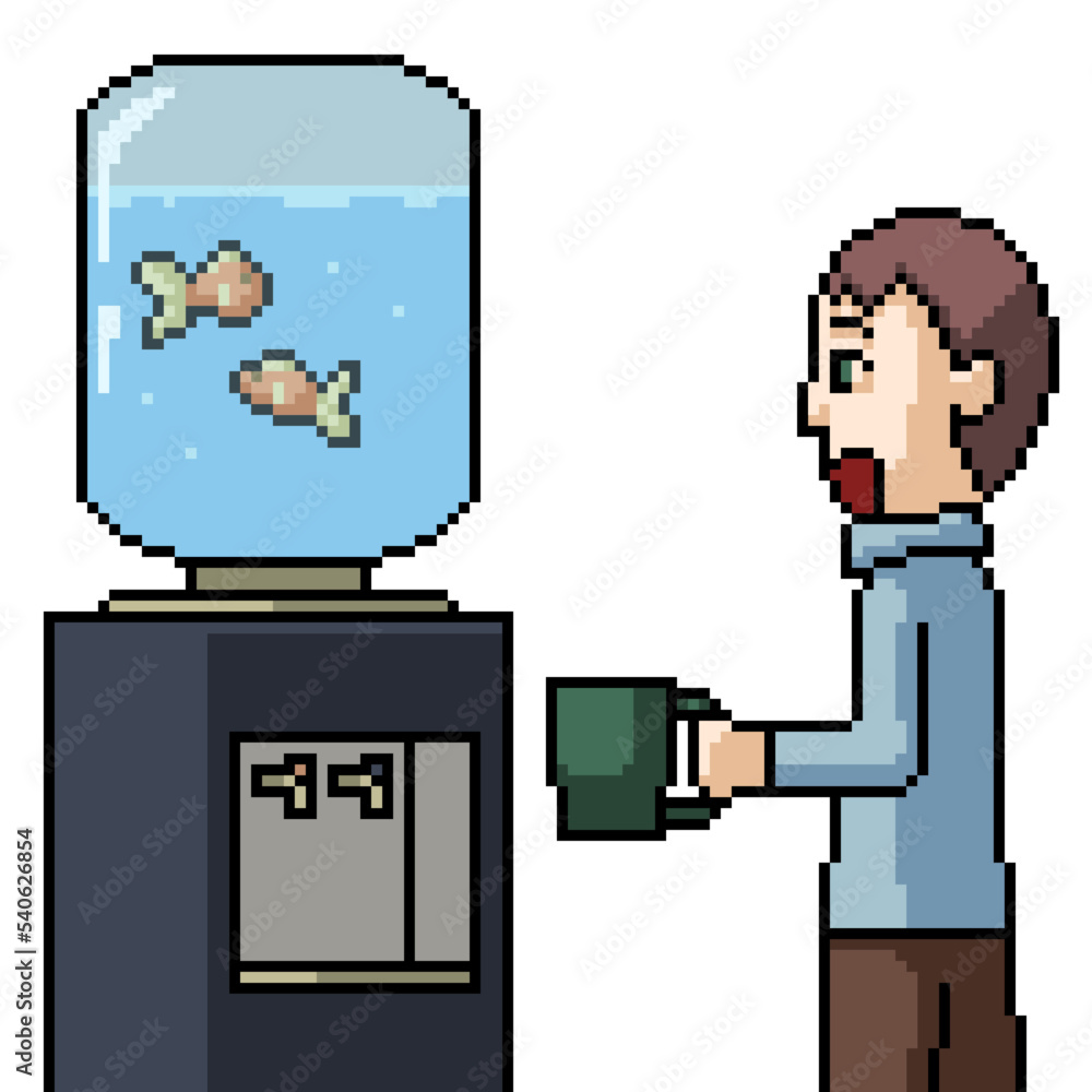 pixel art goldfish water tank Stock Vector | Adobe Stock