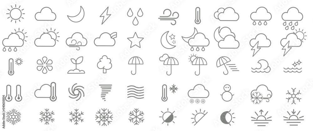 Weather icons. Weather forecast icon set. Clouds logo. Vector ...