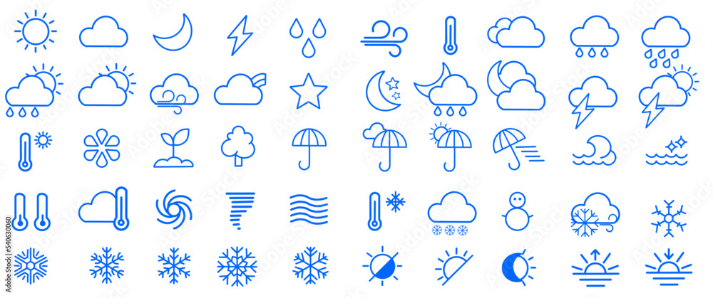 Weather icons. Weather forecast icon set. Clouds logo. Vector ...