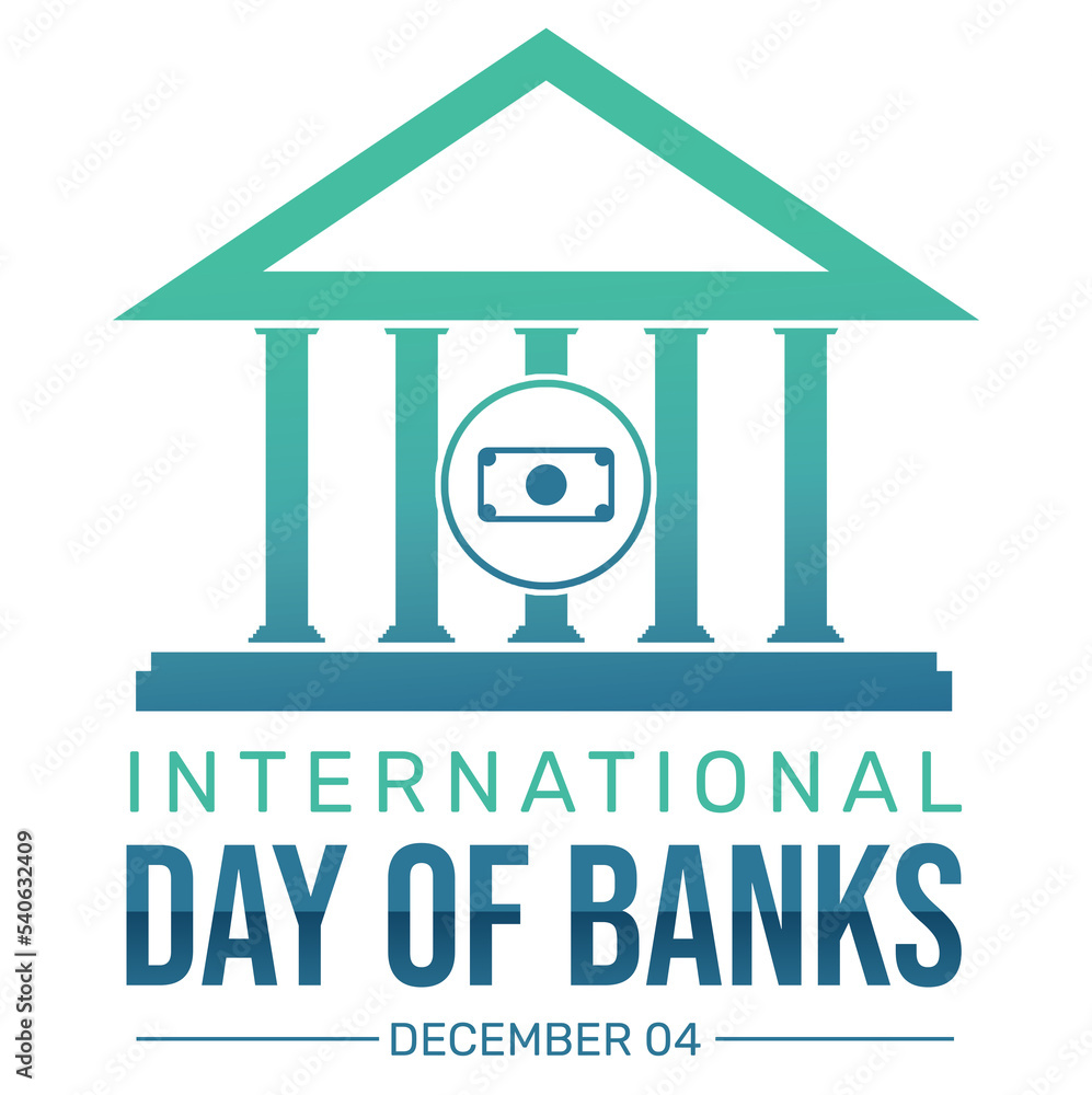 International Banks Day Wallpaper with Illustration bank and typography ...