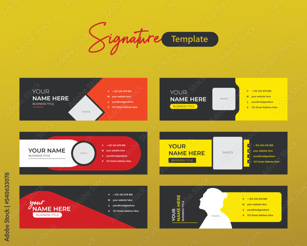 Corporate Email Signature Set Design. Email signature template design ...