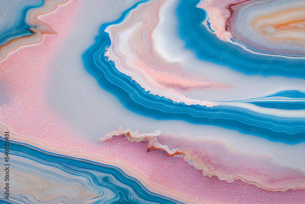 abstract background, pink marble with gold glitter veins, fake stone ...