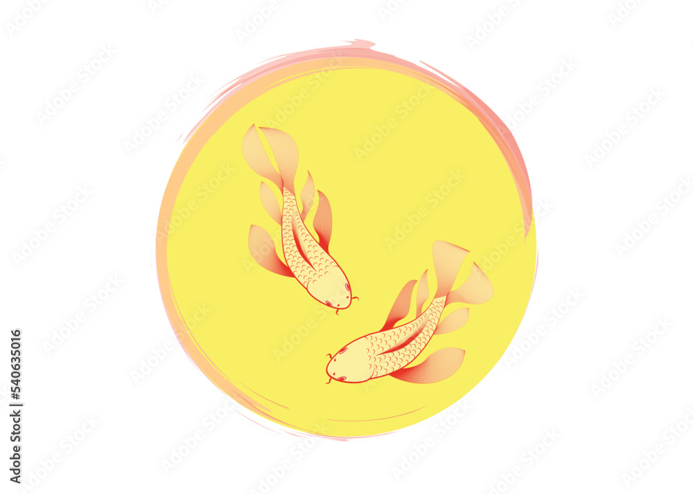 Koi carp posters.Pastel colors. Hand drawn linear painting. Koi Fish ...