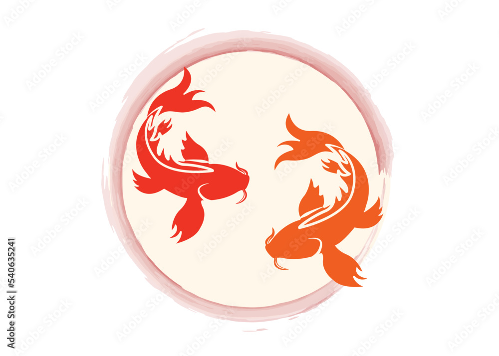Koi carp posters.Pastel colors. Hand drawn linear painting. Koi Fish ...