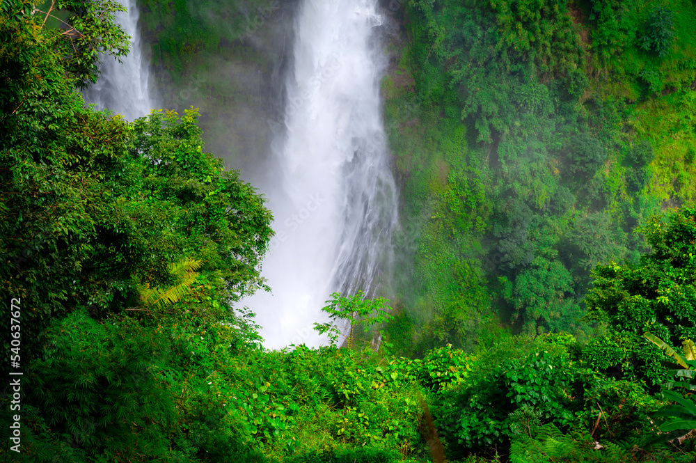 The Tad Fane waterfall,On the Bolaven Plateau in Laos, a few kilometers ...