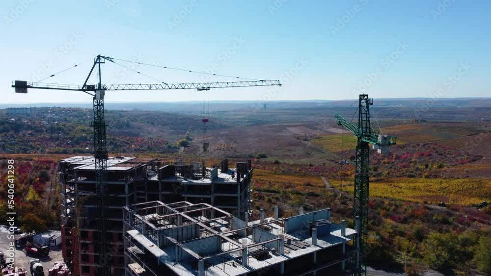 Construction of a multi-storey building time lapse. Working process at ...