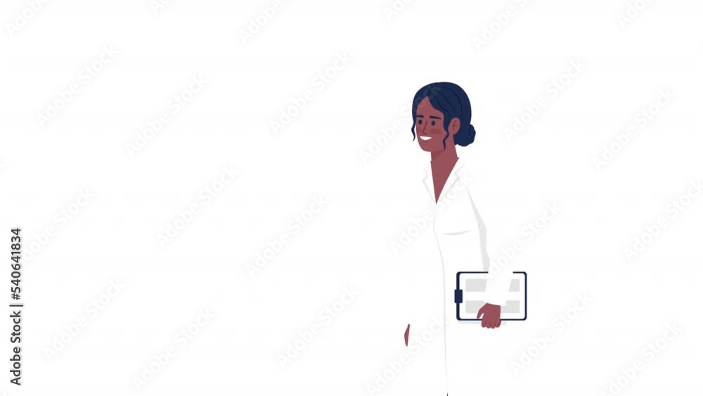Animated smiling doctor character. Female medical professional giving ...