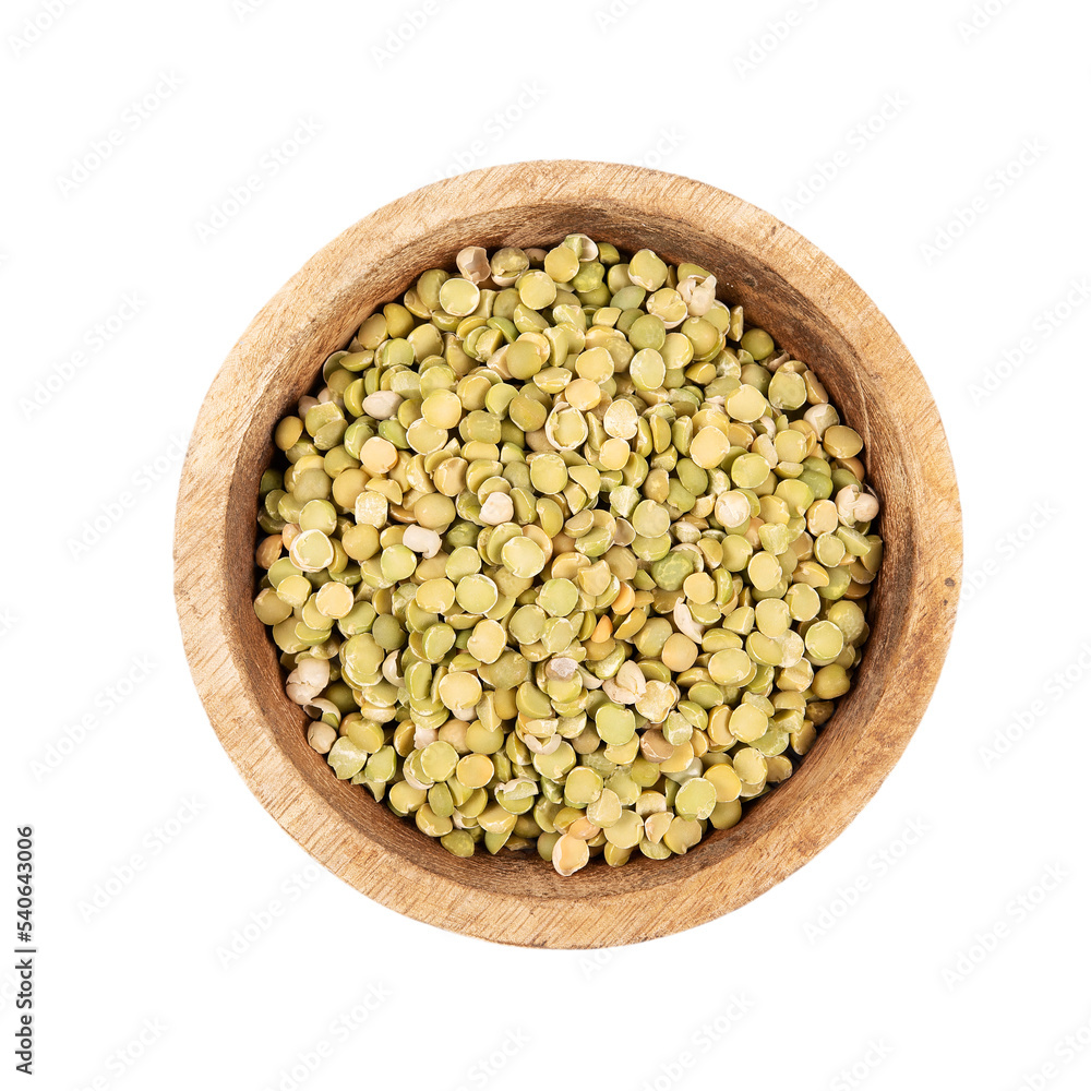 Split peas. Isolated. Transparent background. In a bowl. Top view. Food ...