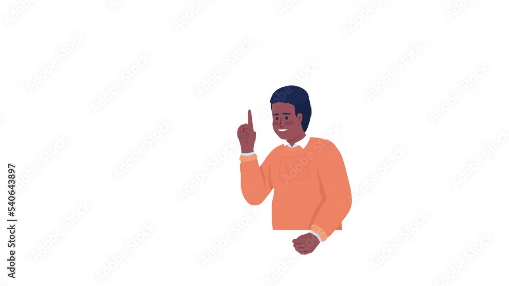 Animated intelligent boy character. Solutions generation. Full body ...